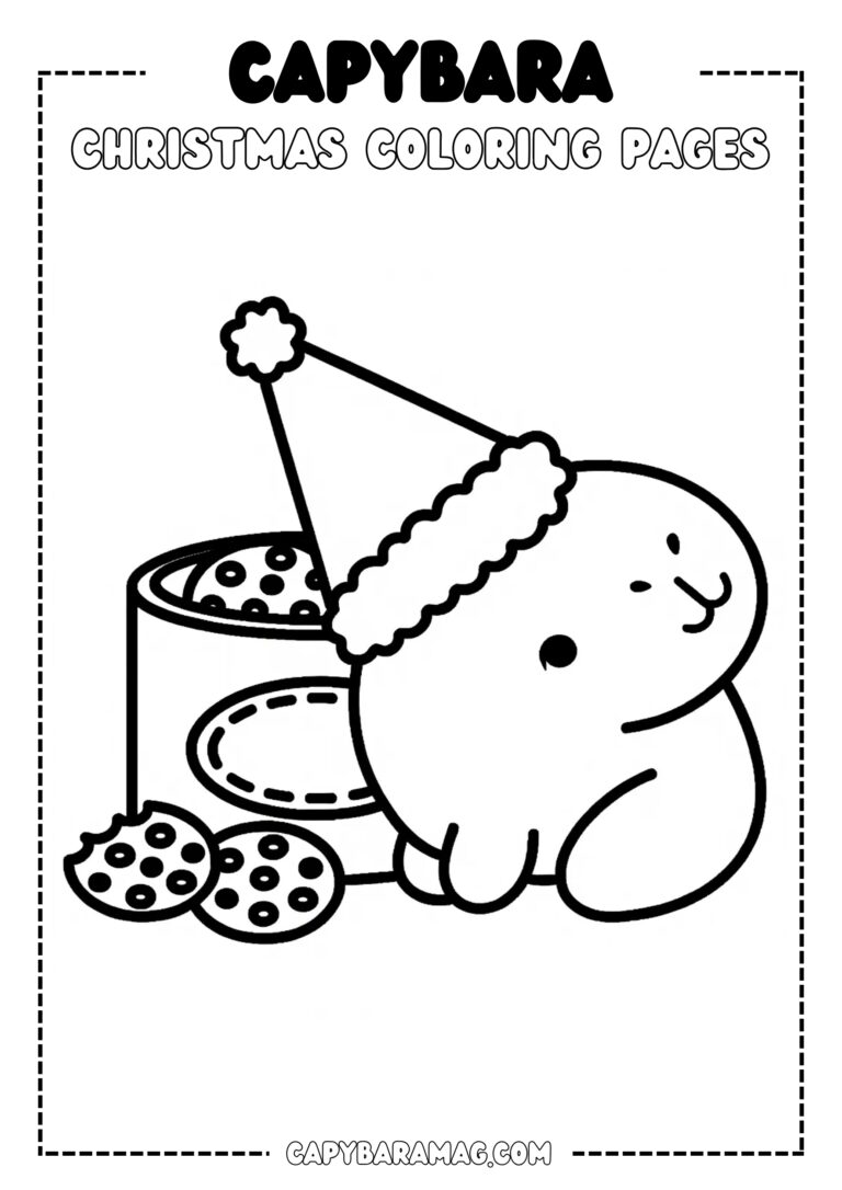 Capybara Christmas Coloring Pages (Free PDF Printables) - CapyBara Mag