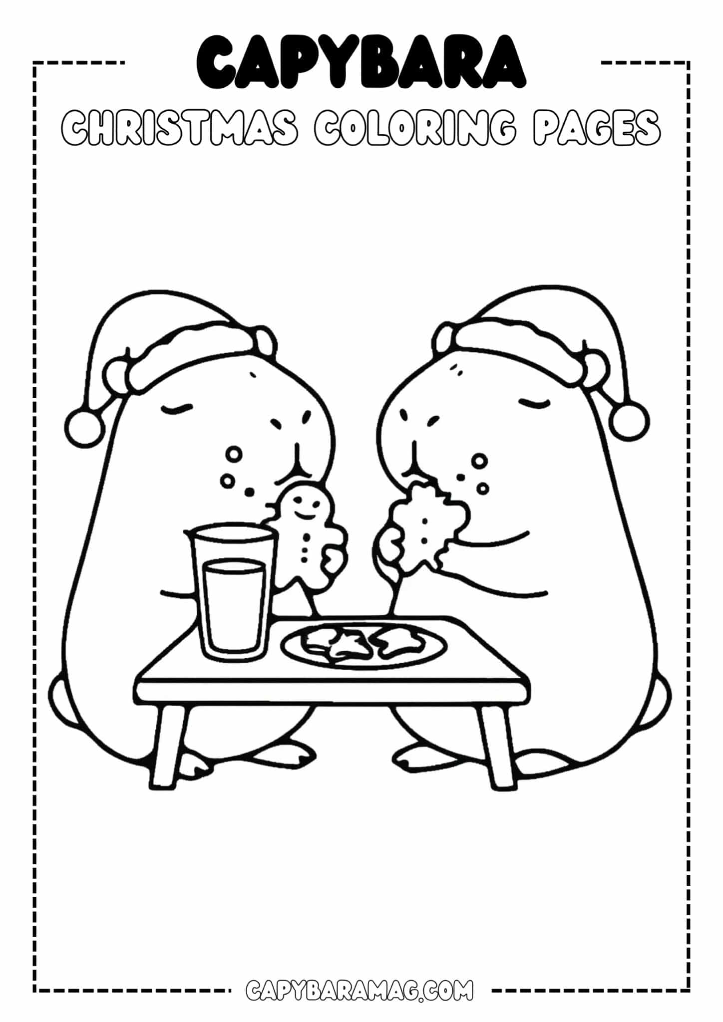 Capybara Christmas Coloring Pages (Free PDF Printables) - CapyBara Mag