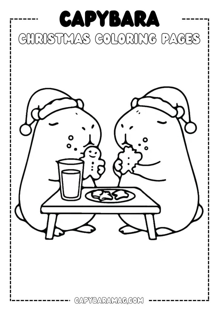Capybara Christmas Coloring Pages (Free PDF Printables) - CapyBara Mag