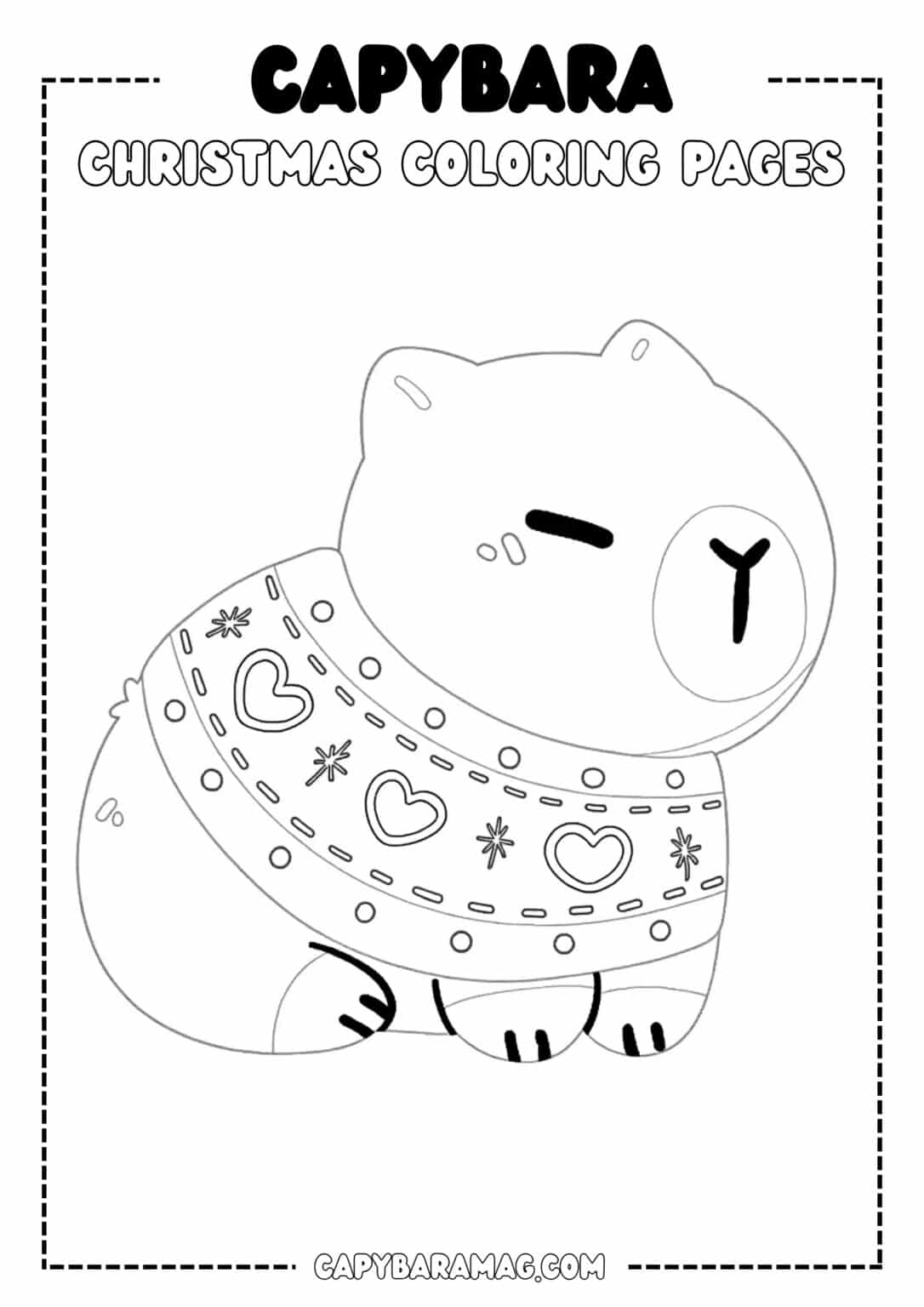 Capybara Christmas Coloring Pages (Free PDF Printables) - CapyBara Mag