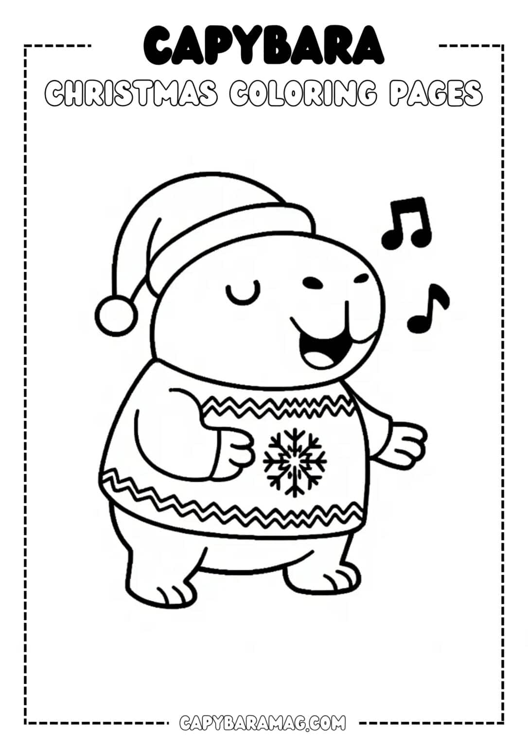 Capybara Christmas Coloring Pages (Free PDF Printables) - CapyBara Mag
