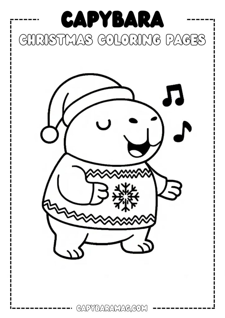 Capybara Christmas Coloring Pages (Free PDF Printables) - CapyBara Mag