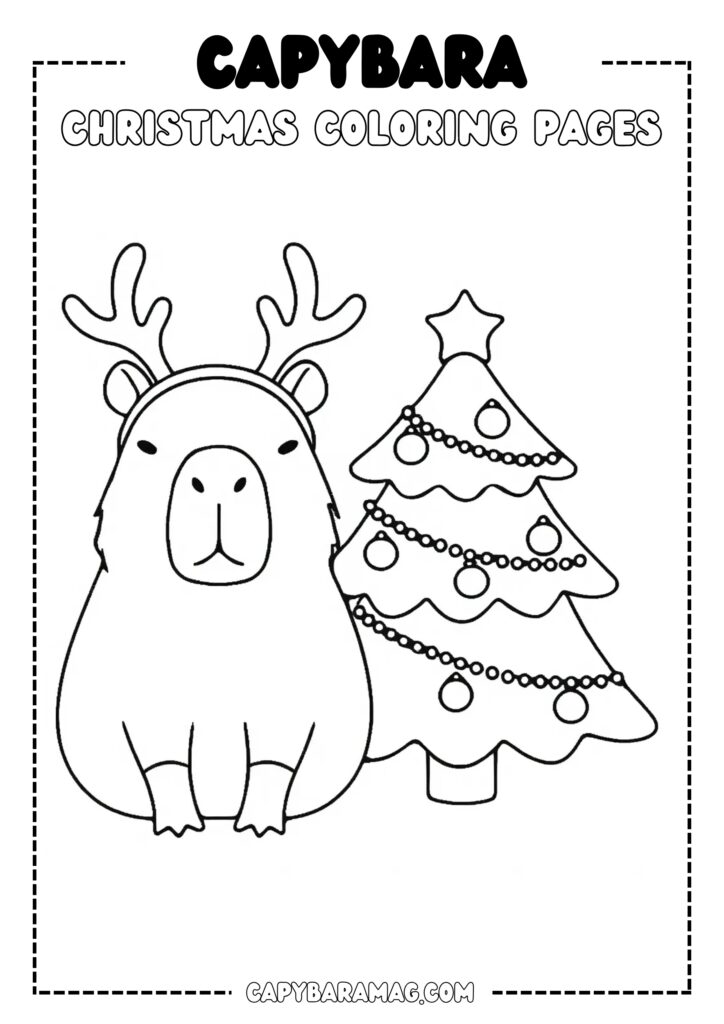 Capybara Christmas Coloring Pages (Free PDF Printables) - CapyBara Mag